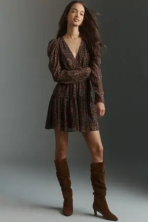 Paige Aries Mini Dress - Brown Pattern
