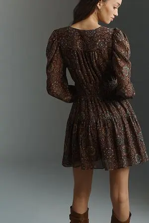Paige Aries Mini Dress - Brown Pattern