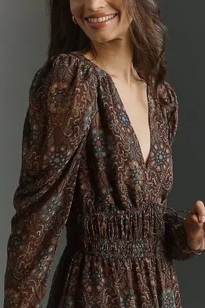 Paige Aries Mini Dress - Brown Pattern
