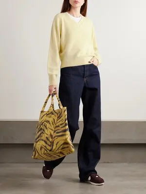 Guest In Residence Varsity Cable-knit Cashmere Sweater