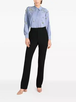 Cinq À Sept Lola Striped Flower-embellished Shirt