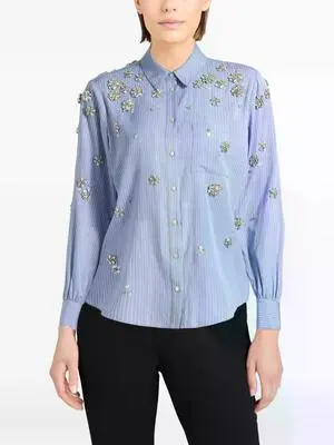 Cinq À Sept Lola Striped Flower-embellished Shirt