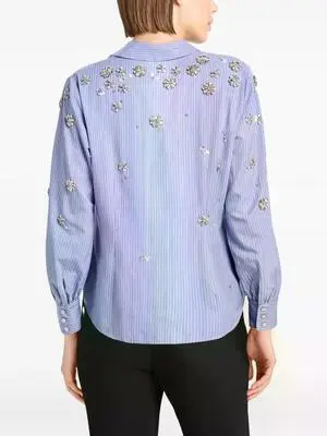 Cinq À Sept Lola Striped Flower-embellished Shirt