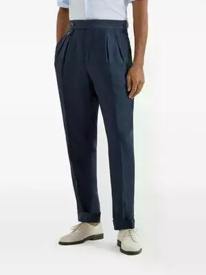 Brunello Cucinelli Pleated Trousers With Button Detailing - Blue
