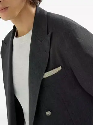 Brunello Cucinelli Geometric-print Silk Pocket Square - Green