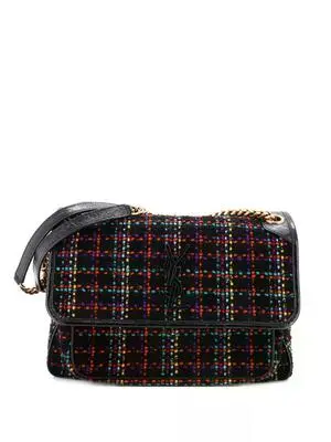 Saint Laurent Niki Chain Flap Bag Matelasse Chevron Tweed Medium