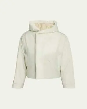 Issey Miyake Duvet Hooded Short Coat - White/grey
