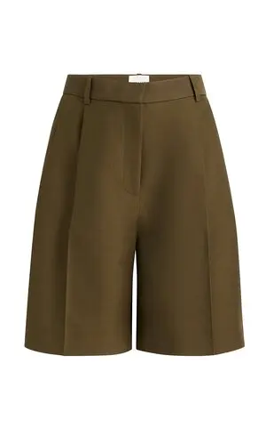 Khaite Auggie Wool-silk Knee-length Shorts - Olive