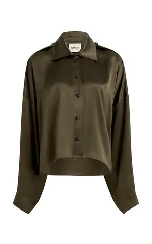 Khaite Bodine Silk Blouse - Olive