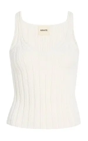 Khaite Ribbed Cotton-blend Tank Top - White