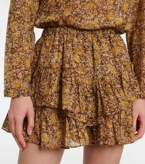 MARANT ETOILE Jocadia Floral Tiered Cotton Voile Shorts - Multicoloured