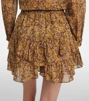 MARANT ETOILE Jocadia Floral Tiered Cotton Voile Shorts - Multicoloured