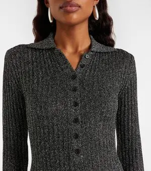 THE FRANKIE SHOP Solana Knitted Lamé Bodysuit - Black