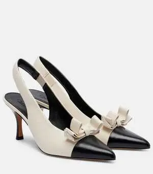 Chloé Alba 75 Bow-detail Leather Slingback Pumps - White