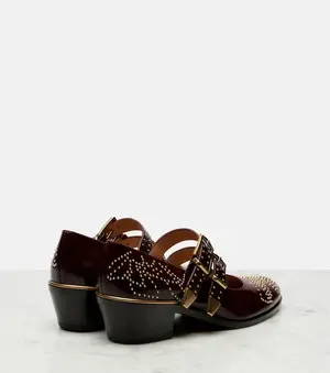 Chloé Susanna 40 Studded Leather Mary Jane Pumps - Brown