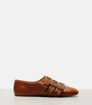 Chloé Susanna Studded Leather Ballet Flats - Brown