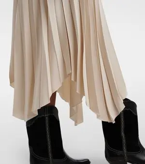 Isabel Marant Étoile Felixa Plissé Crêpe Midi Skirt - White