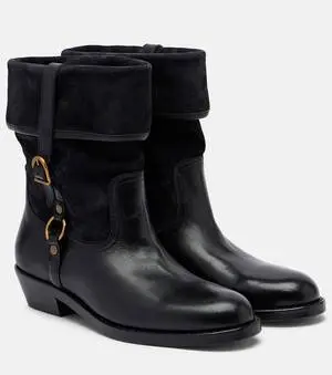 Isabel Marant Étoile Ildra 35 Leather And Suede Ankle Boots - Black