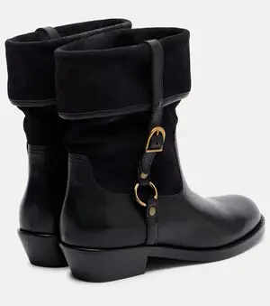 Isabel Marant Étoile Ildra 35 Leather And Suede Ankle Boots - Black