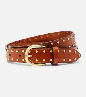 Isabel Marant Zap Studded Leather Belt - Brown