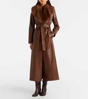 Nour Hammour Dakota Shearling-trimmed Leather Coat