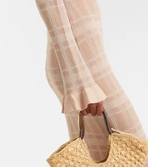 BANANHOT Ether Checked Ribbed-knit Ruffled Maxi Dress