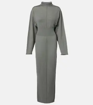 Rick Owens Virgin Wool Maxi Dress - Green