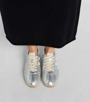 Hogan 86er Metallic Leather Sneakers - Silver