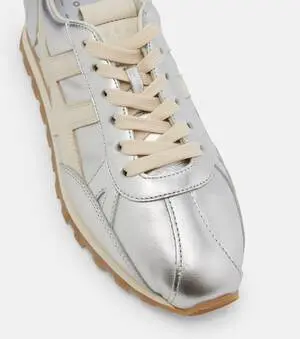 Hogan 86er Metallic Leather Sneakers - Silver