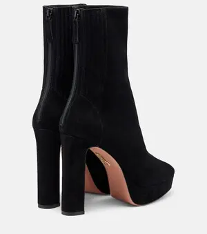 AQUAZZURA Martine 110 Suede Platform Ankle Boots - Black