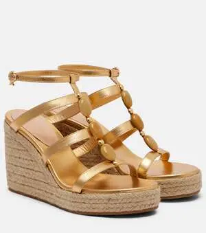 GIANVITO ROSSI Shanti Leather Espadrille Wedges