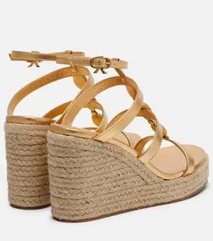 GIANVITO ROSSI Shanti Leather Espadrille Wedges