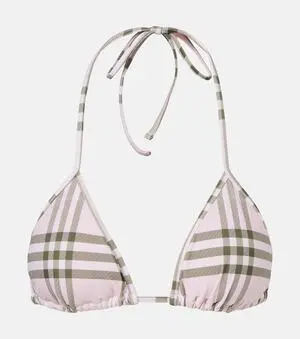 Burberry Checked Trim Bikini Top - Pink