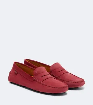 TOD'S Gommino Suede Driving Shoes Red