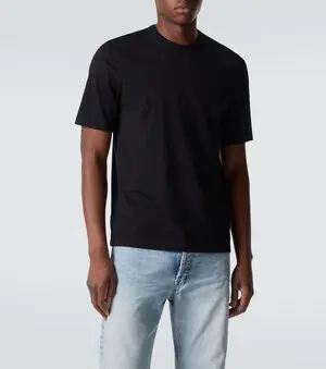 Saint Laurent Logo Cotton Jersey T-shirt - Black