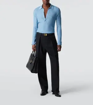 Saint Laurent Wool, Cashmere, And Silk Polo Shirt