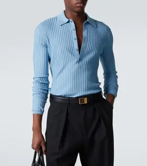 Saint Laurent Wool, Cashmere, And Silk Polo Shirt