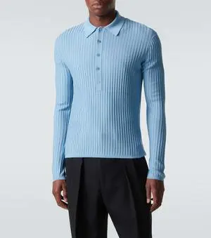Saint Laurent Wool, Cashmere, And Silk Polo Shirt - Blue