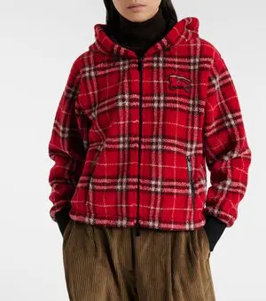 Burberry Check Hooded Wool-blend Jacket - Red