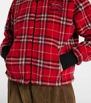 Burberry Check Hooded Wool-blend Jacket - Red