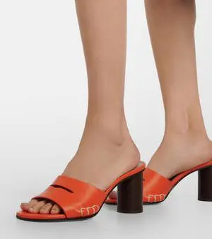 JW Anderson Leather Loafer Mules - Orange
