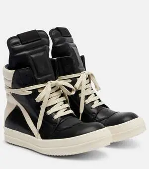 Rick Owens Geobasket Leather Sneakers - Black