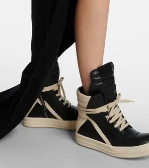 Rick Owens Geobasket Leather Sneakers - Black