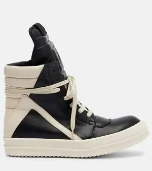 Rick Owens Geobasket Leather Sneakers - Black