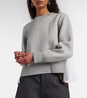 Sacai Cotton-blend Sweatshirt - Grey