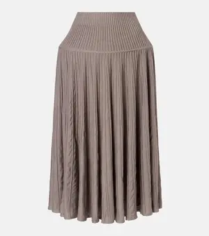 Alaïa Pleated Wool-blend Midi Skirt - Beige
