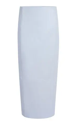 Khaite Lyle Plonge Leather Maxi Skirt - Light Blue