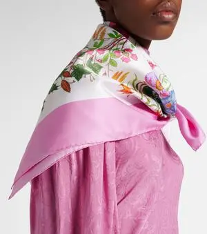 Gucci Floral Silk Twill Scarf - Multicoloured