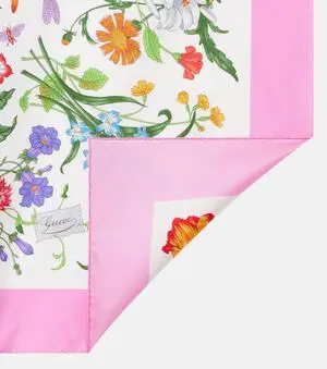 Gucci Floral Silk Twill Scarf - Multicoloured