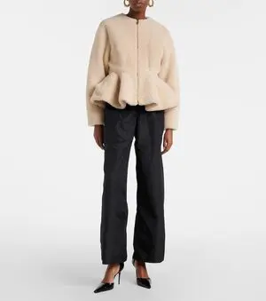 Alaïa Peplum Shearling Jacket